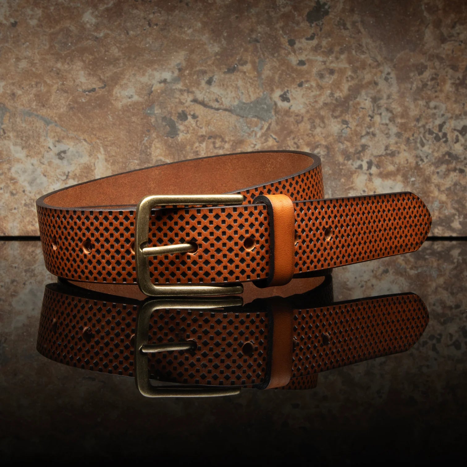 Embossed Golf Belt in Brown | D.K. Brothers