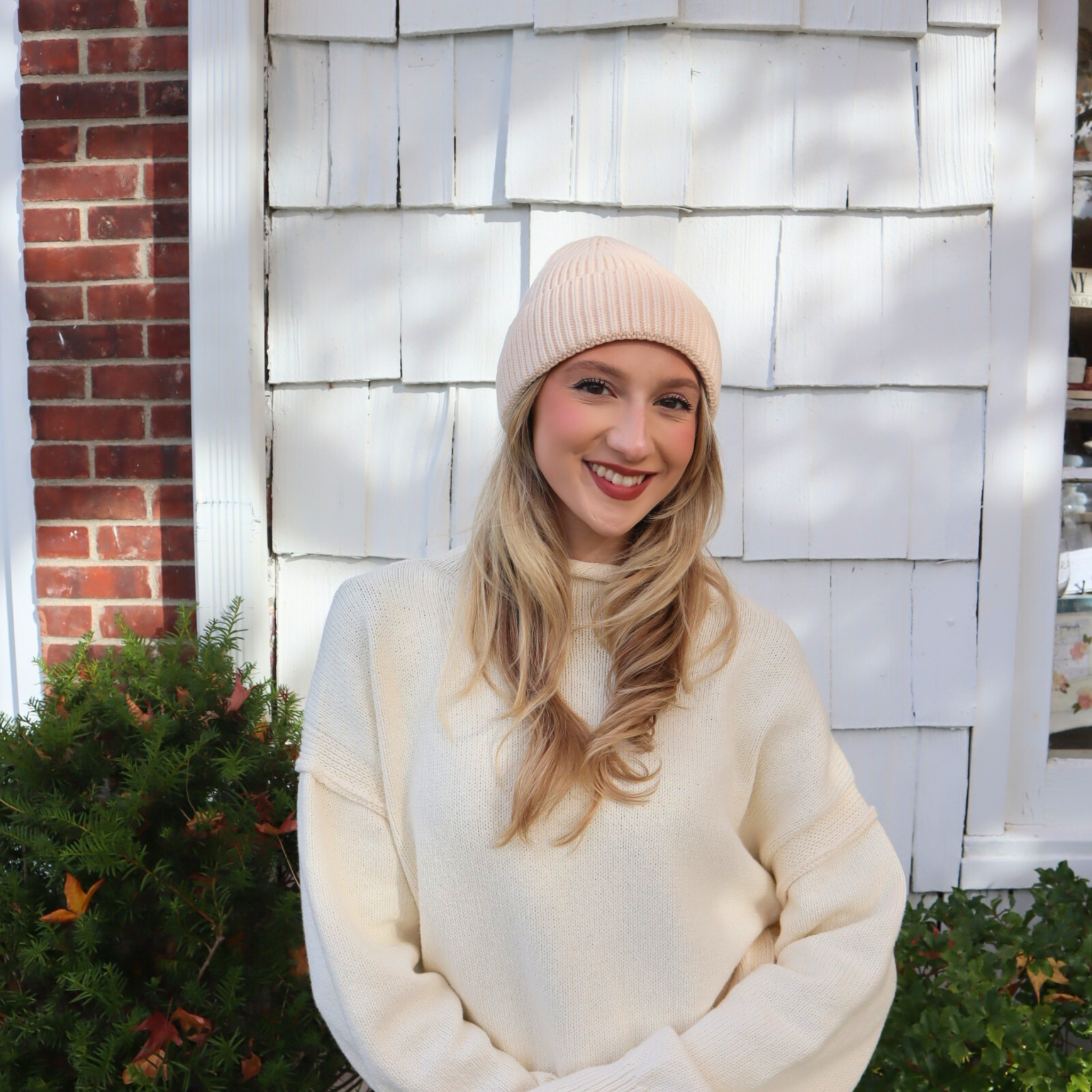 Danielle Ribbed Beanie in Cream | Mad...
