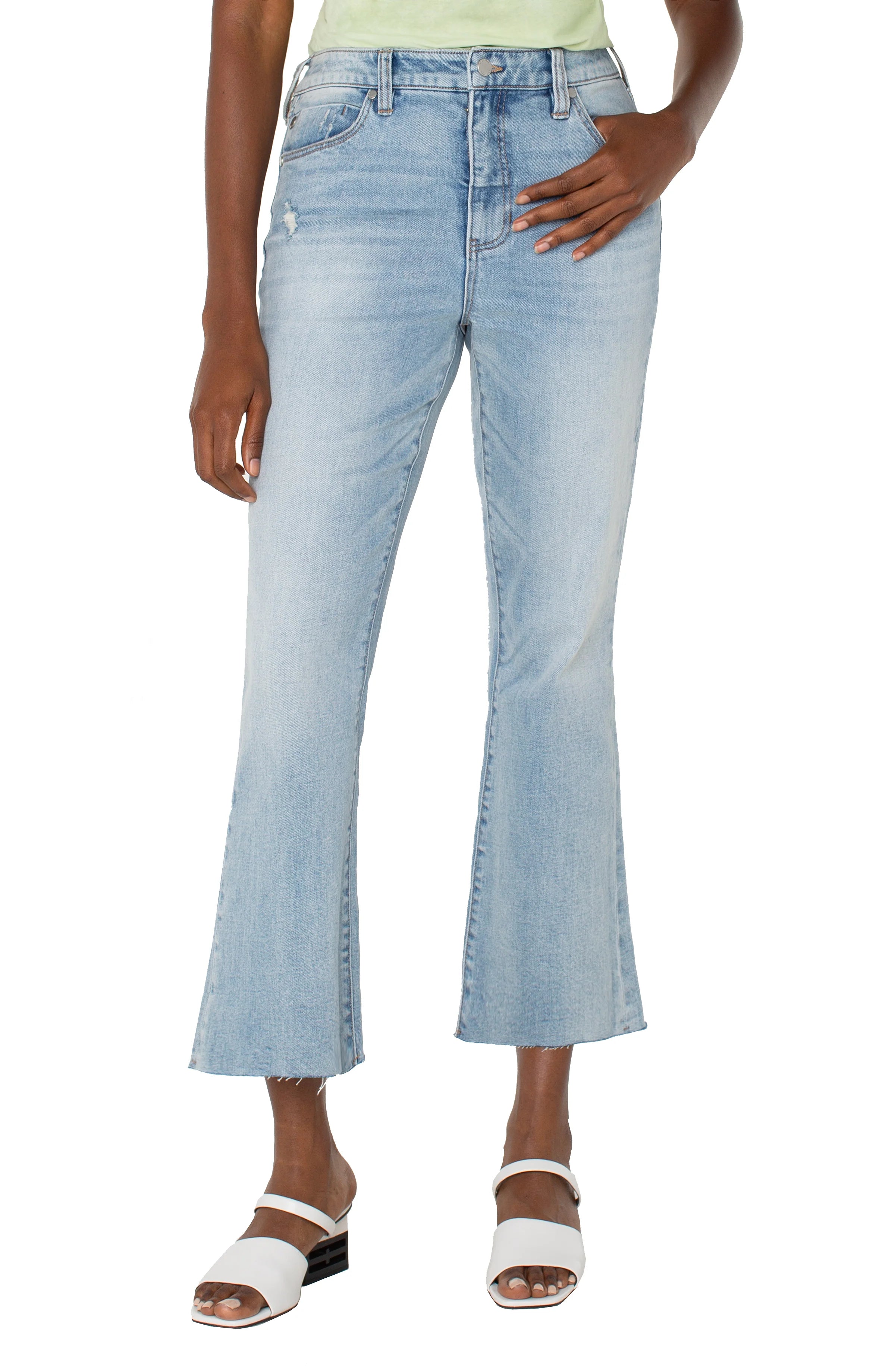Hannah Hi-rise Crop Flare With Cut Hem in San Clemente | Madison's Niche