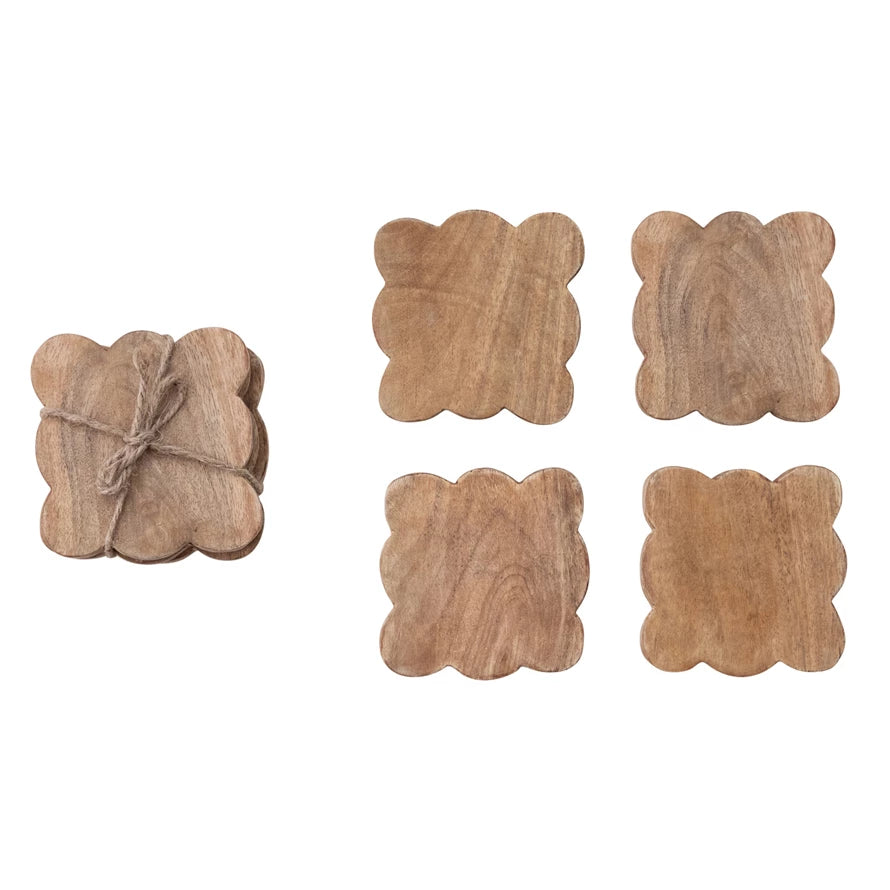 Set of 4 Wood Scalloped Coasters | Ma...