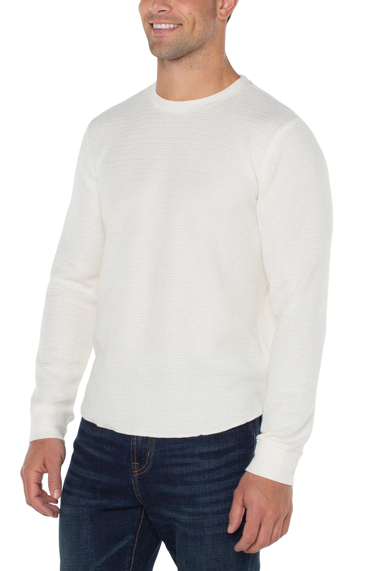 Men's Long Sleeve Crew Neck in Cream ...